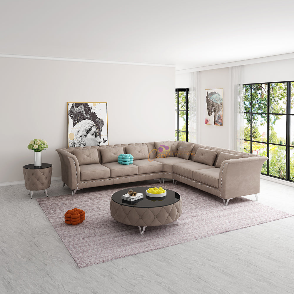 CF-020 Fabric L-Shaped Sofa | Custom Color Chaise Lounge | Add Seats ...