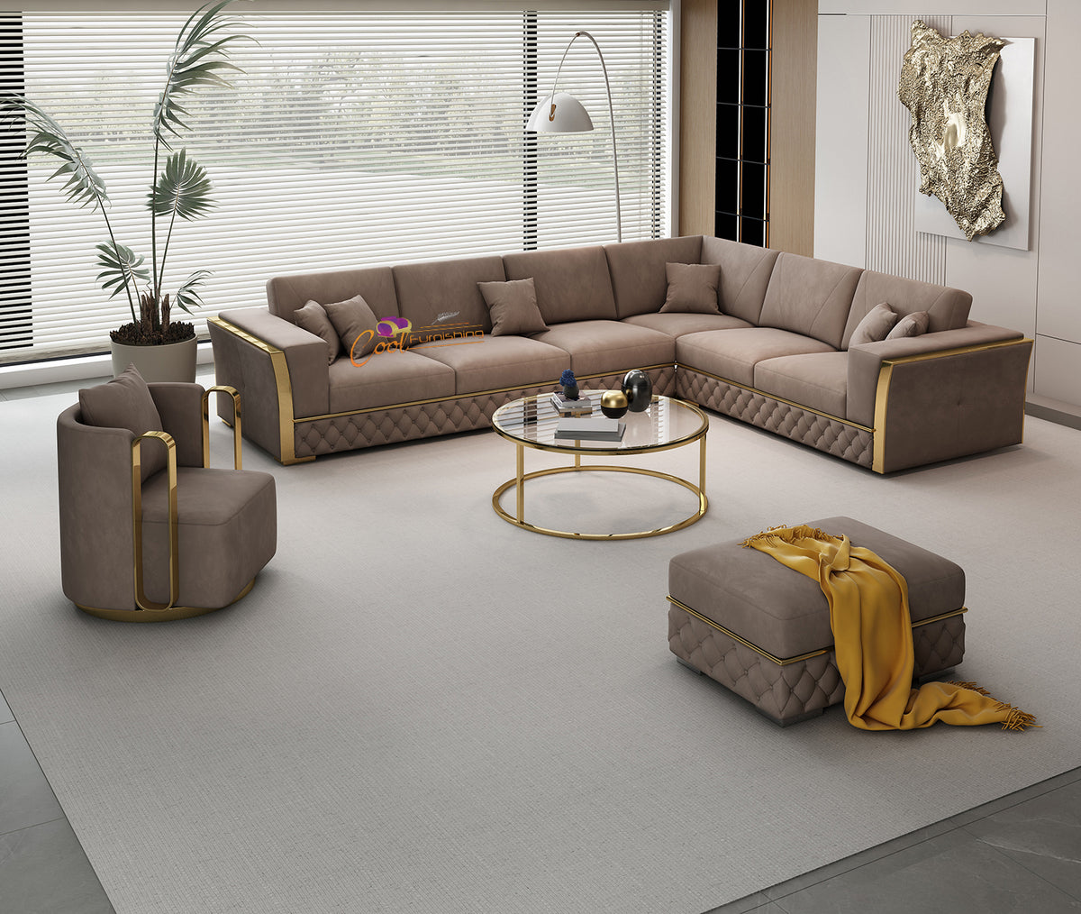 CF-020 Fabric L-Shaped Sofa | Custom Color Chaise Lounge | Add Seats ...