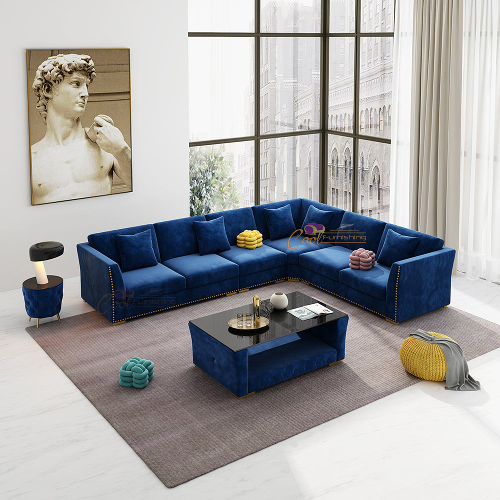 CF-020 Fabric L-Shaped Sofa | Custom Color Chaise Lounge | Add Seats ...