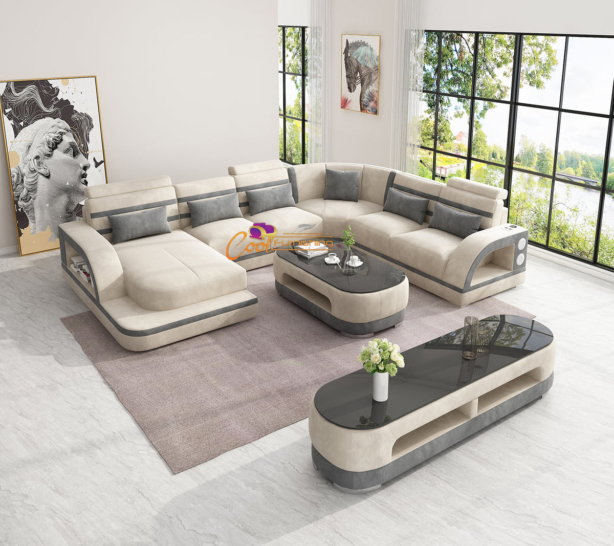 U Shaped Lounge Set NZ | CF-006 Complete Set | Cool Furnishings – Cool ...